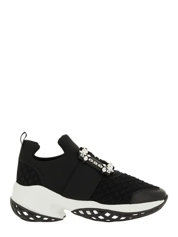 ROGER VIVIER Viv Run Buckled Sneakers - Black