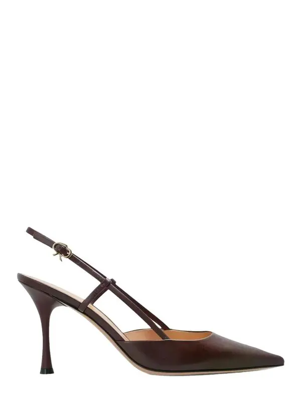 GIANVITO ROSSI Burgundy Leather Pointed-toe Slingback Pumps - Red