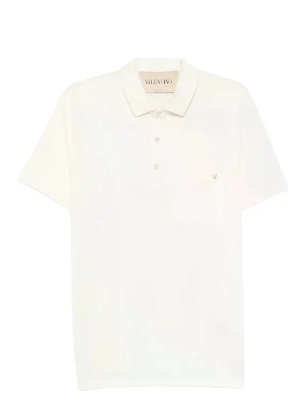 Valentino Garavani Vlogo-plaque Pocket Polo Shirt - Neutrals