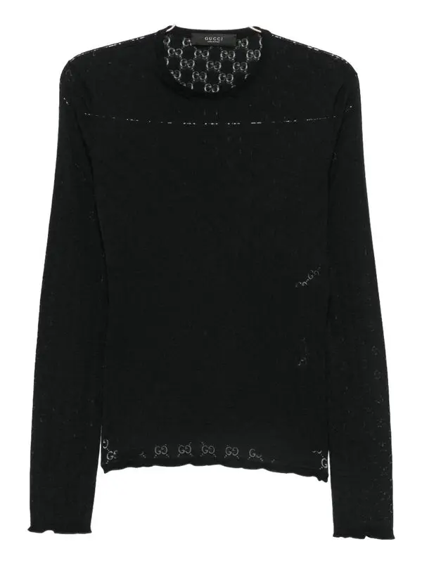 Gucci Gg Monogram Fine Knit Sweater - Black