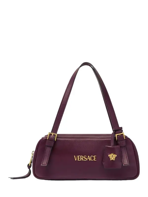 Versace Leather Bowling Bag With Medusa Charm - Red