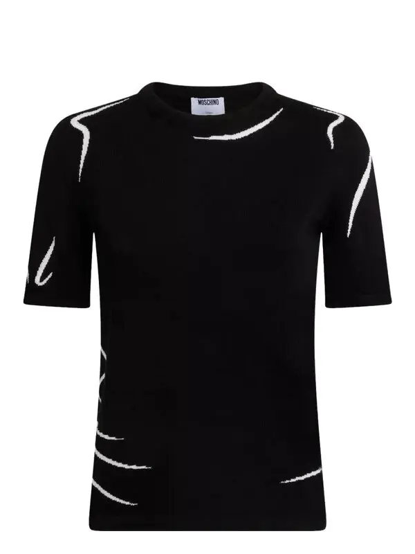 Moschino Scribble-print Short-sleeve Sweater - Black