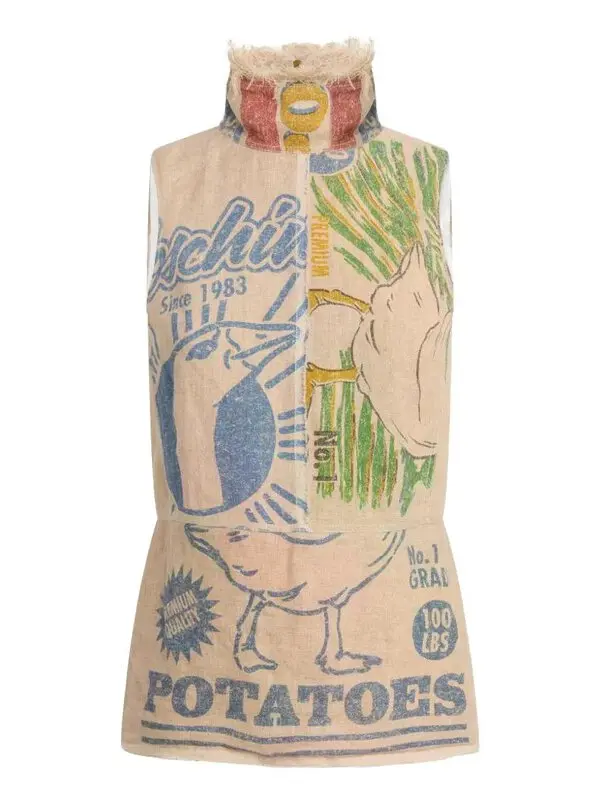 Moschino Graphic Print Raw-edge Tank Top - Neutrals