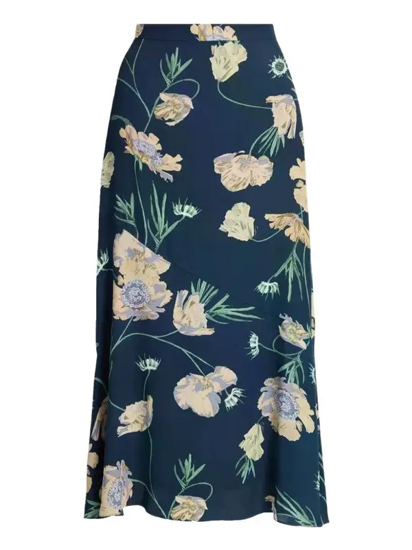 Erdem Floral Print A-line Midi Skirt - Blue