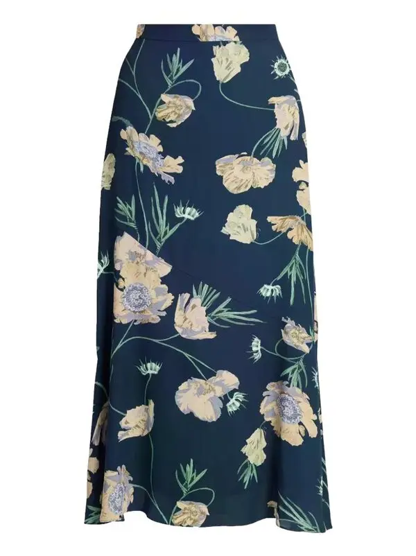 Erdem Floral Print A-line Midi Skirt - Blue