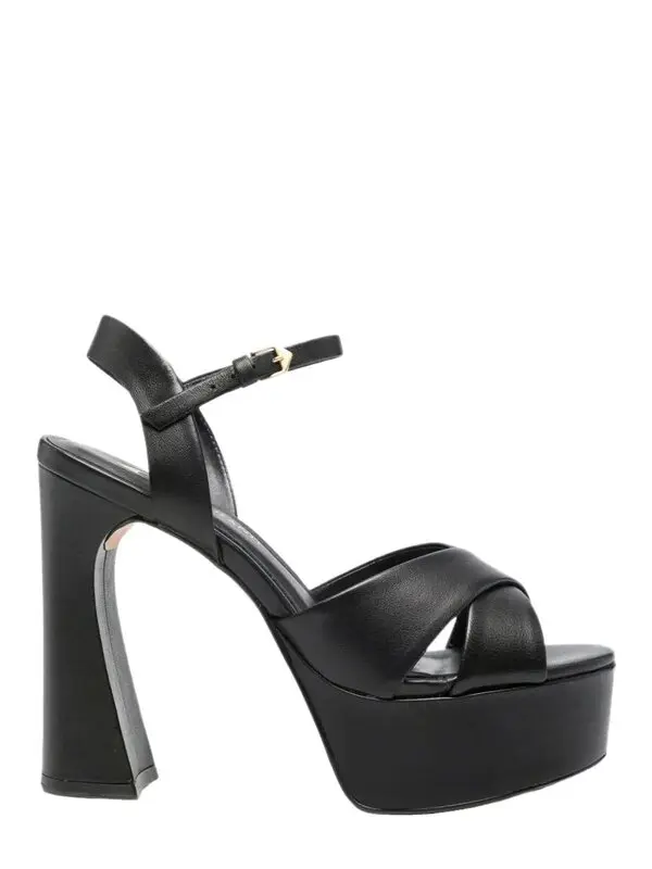 ANDREA CARRANO Crossover Strap Platform Sandals - Black