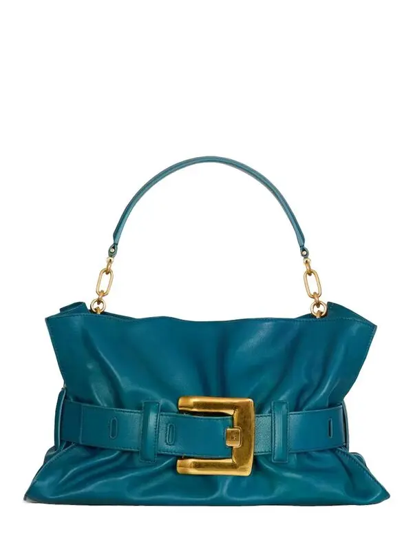 Balmain Medium Anthem Bag In Smooth Leather - Blue