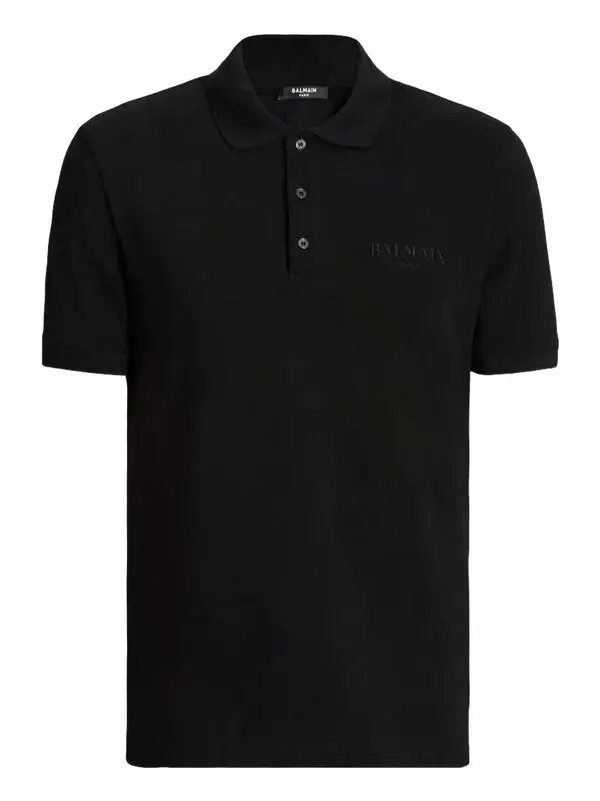 Balmain Embroidered Vintage Polo - Black