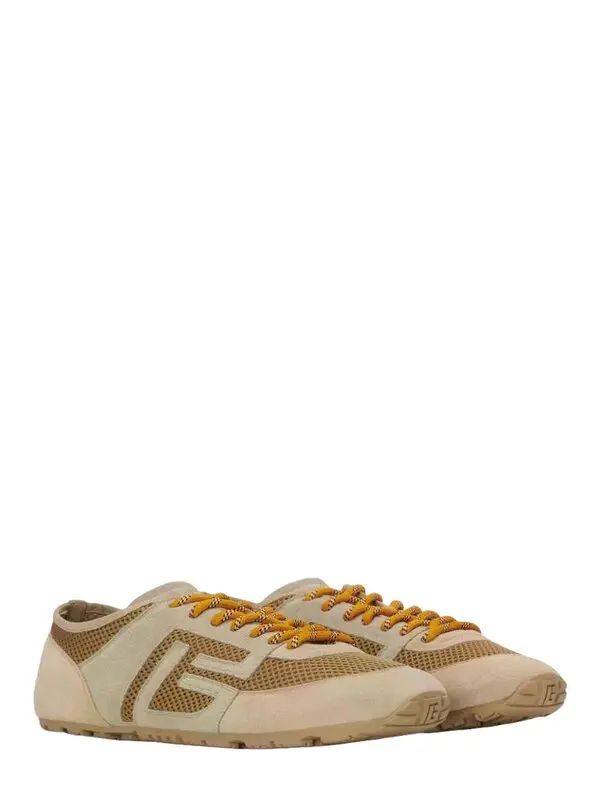 Balmain Racer Trainers In Mesh And Suede - Neutrals