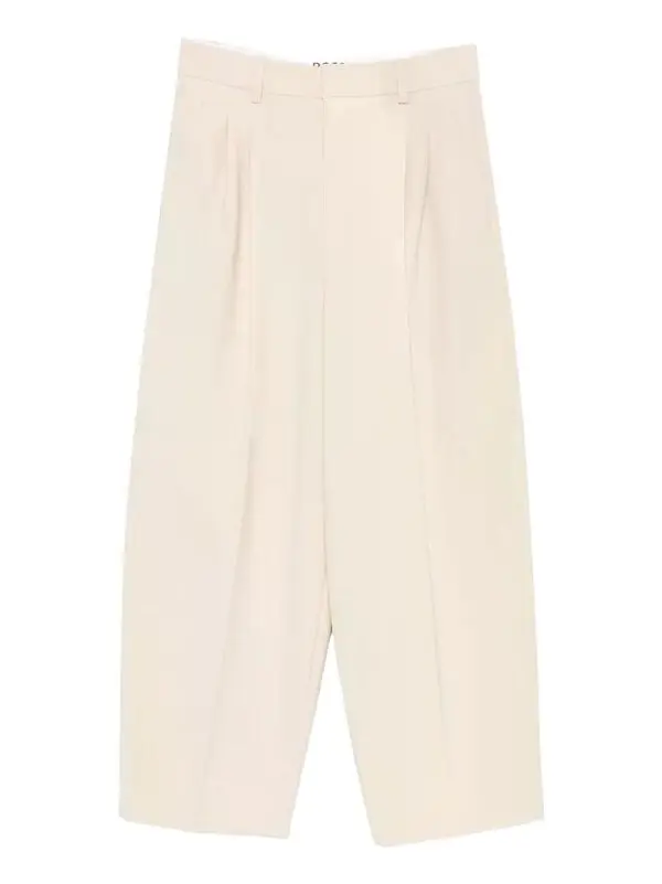 ROSSI Cropped Pleated Trousers - Neutrals