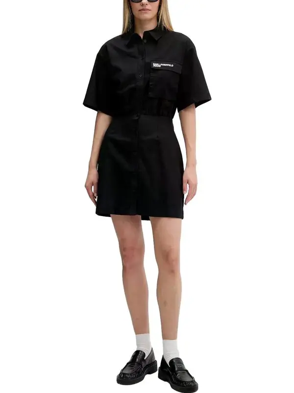 Karl Lagerfeld Cut-out Logo Waistband Dress - Black