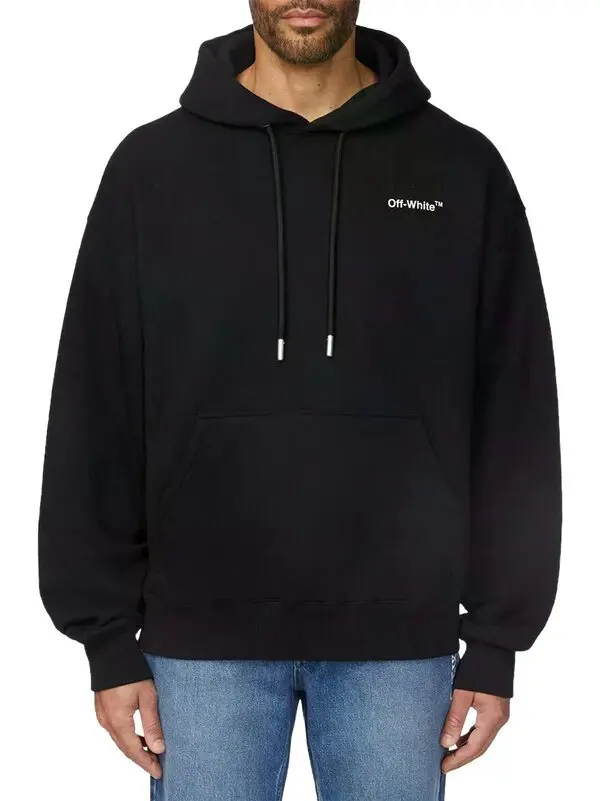 Off-White Logo Print Drawstring Hoodie - Black