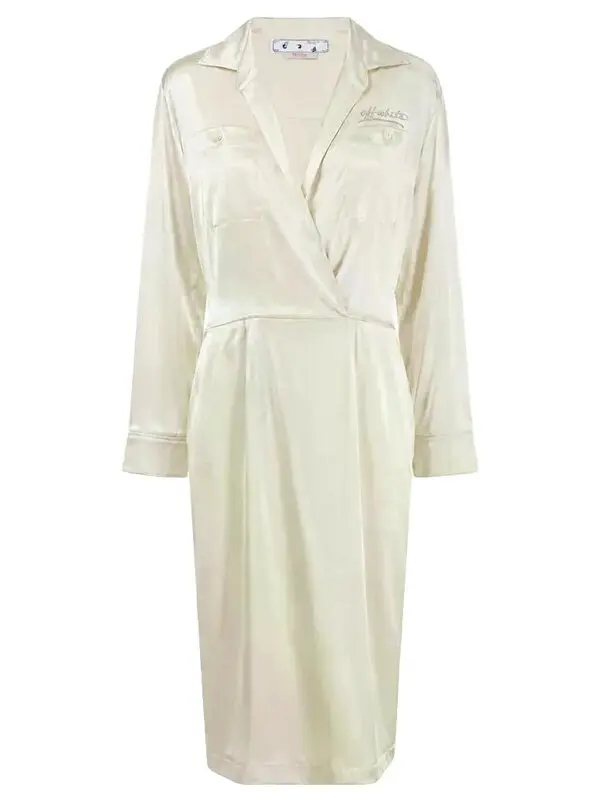 Off-White Satin Midi Dress - Neutrals