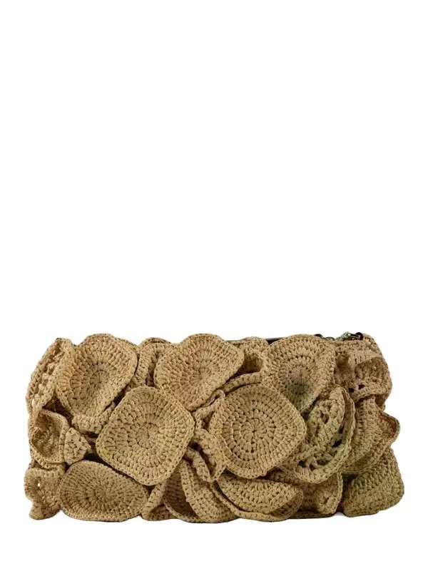 Farm Rio Flower Appliqué Clutch Bag - Neutrals