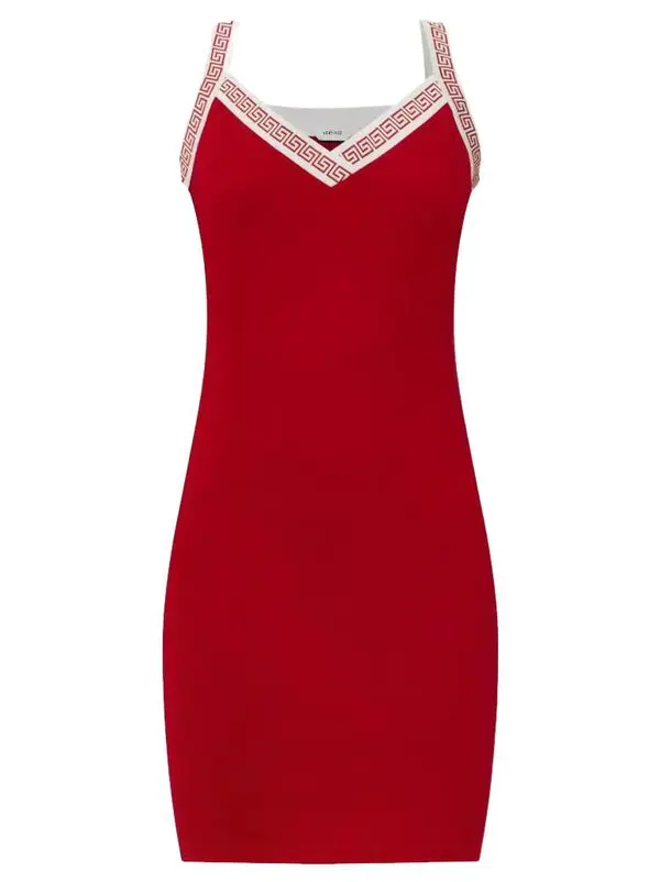 Versace Jacquard Mini Dress - Red