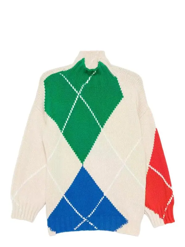 JW Anderson X Pringle Argyle Knit High-neck Sweater - Neutrals