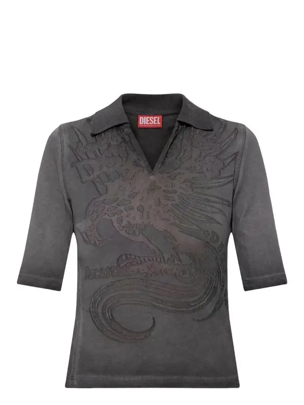 DIESEL® T-bea" Burnout Logo V-neck T-shirt - Grey