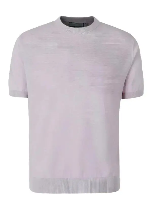 Canali Ribbed-knit Short-sleeve T-shirt - Purple