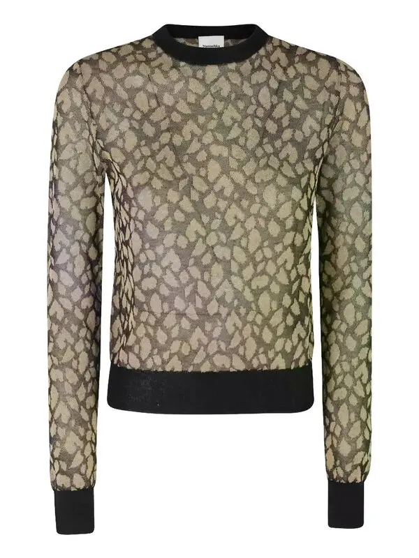 Nanushka Malak Animal-print Semi-sheer Jersey Top - Neutrals