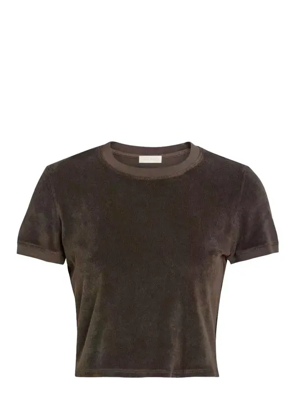 Suzie Kondi Carpi Terry-cloth Cropped T-shirt - Brown