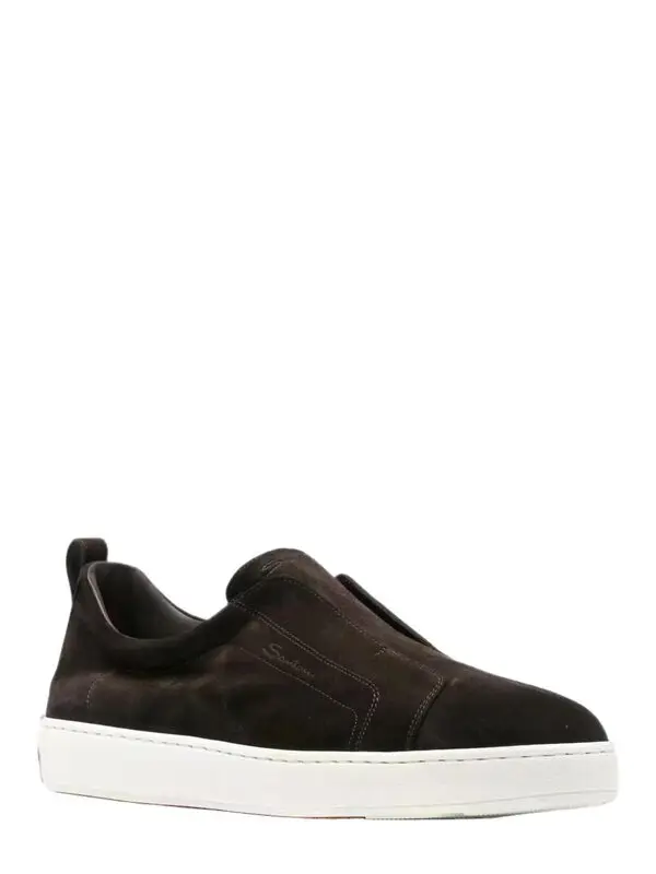 Santoni Victory Suede Slip-on Sneakers - Brown