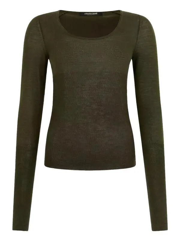 Roberto Cavalli Long-sleeve Round Neck Top - Green