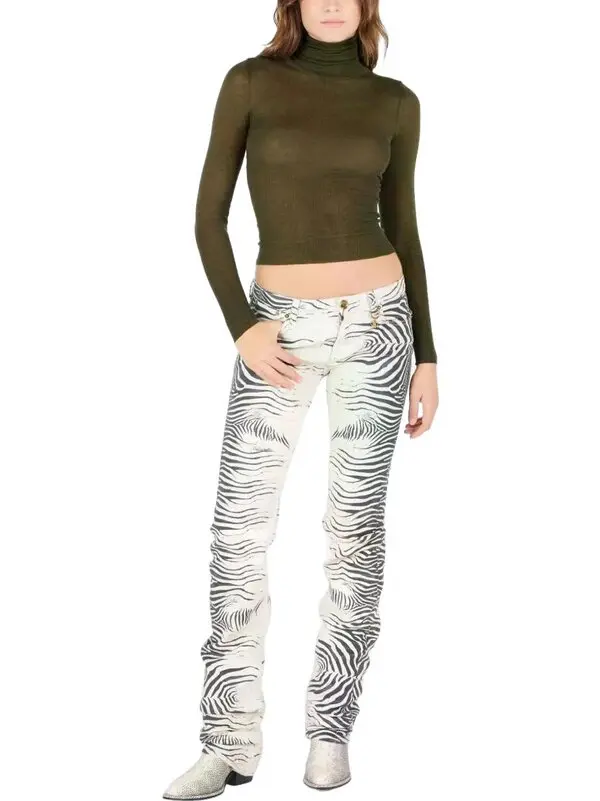 Roberto Cavalli Long-sleeve Ribbed Knit Turtleneck - Green