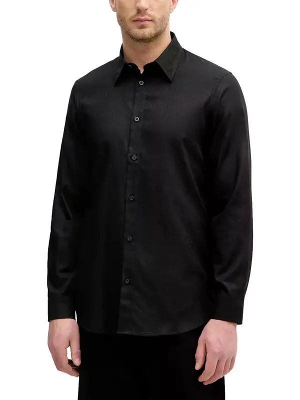 Armani Exchange Logo-jacquard Long-sleeve Shirt - Black