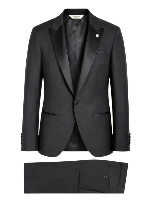 MANUEL RITZ Satin-lapel Single-breasted Suit - Black