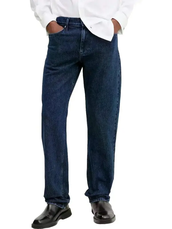 Karl Lagerfeld Logo Patch Straight Leg Jeans - Blue