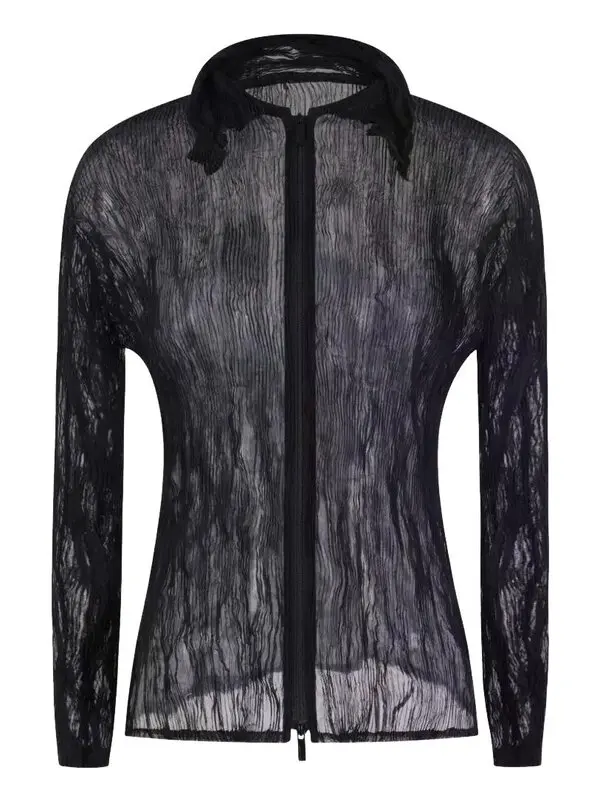Issey Miyake Pleated Semi-sheer Cardigan - Black