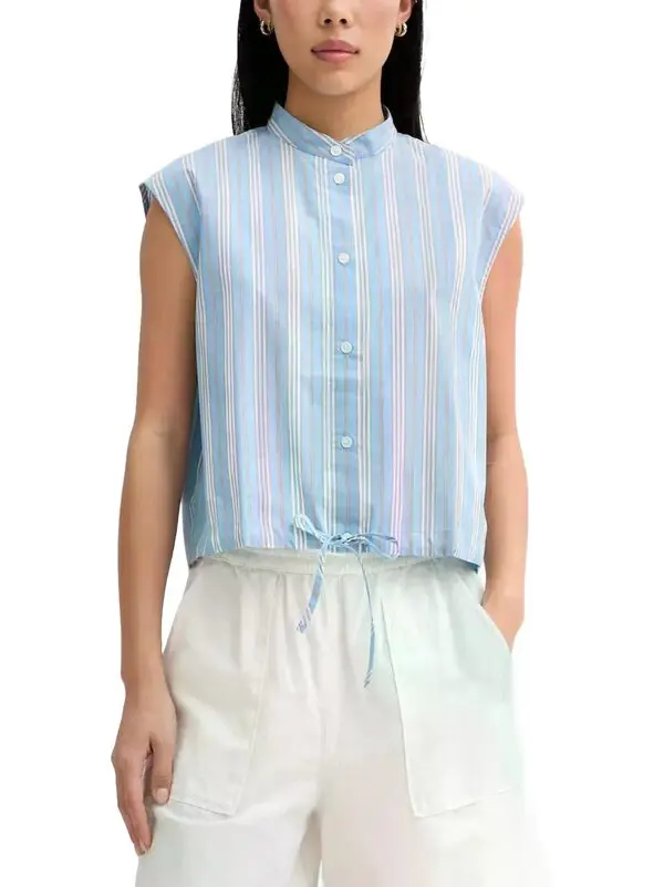 Marc O'polo Striped Drawstring-hem Top - Blue