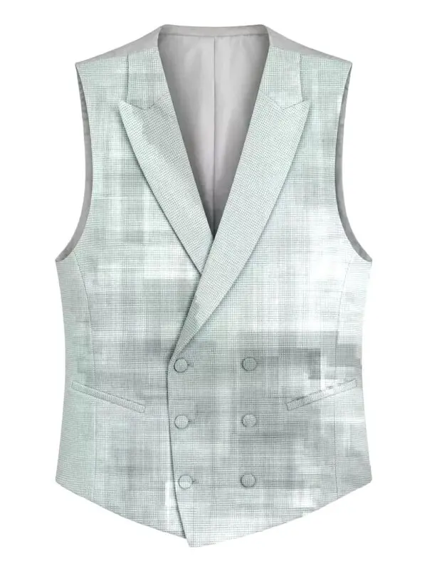 ETIEM TEXTIL S.L. Double-breasted Micro-check Waistcoat - Green