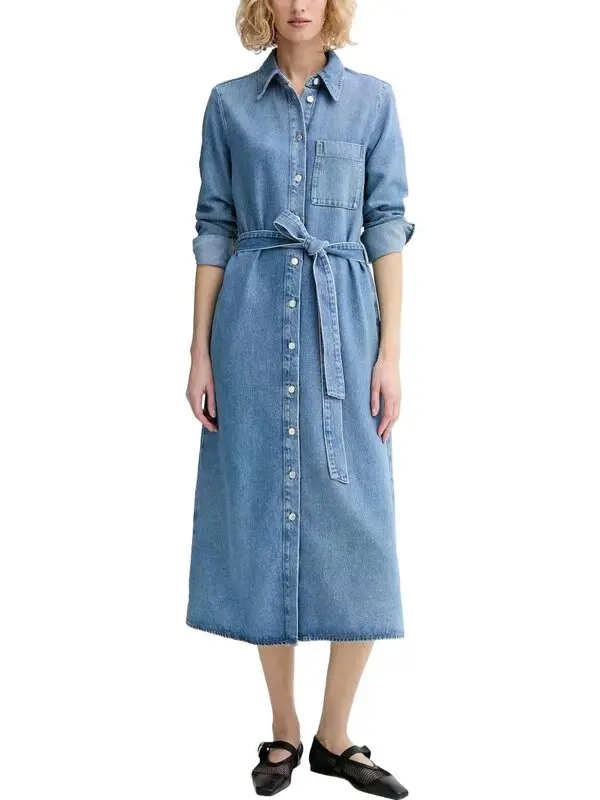Marc O'polo Belted Button-front Midi Dress - Blue