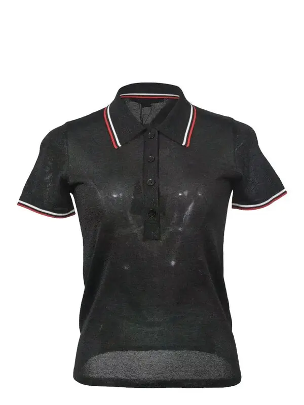 ALEXANDER WANG Semi-sheer Knit Polo Shirt - Black