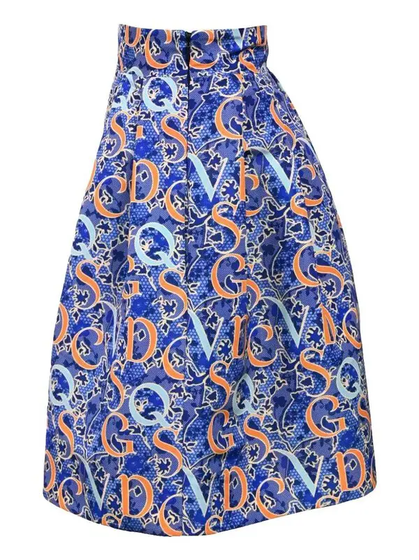 MARY KATRANTZOU Printed Flared Skirt - Blue
