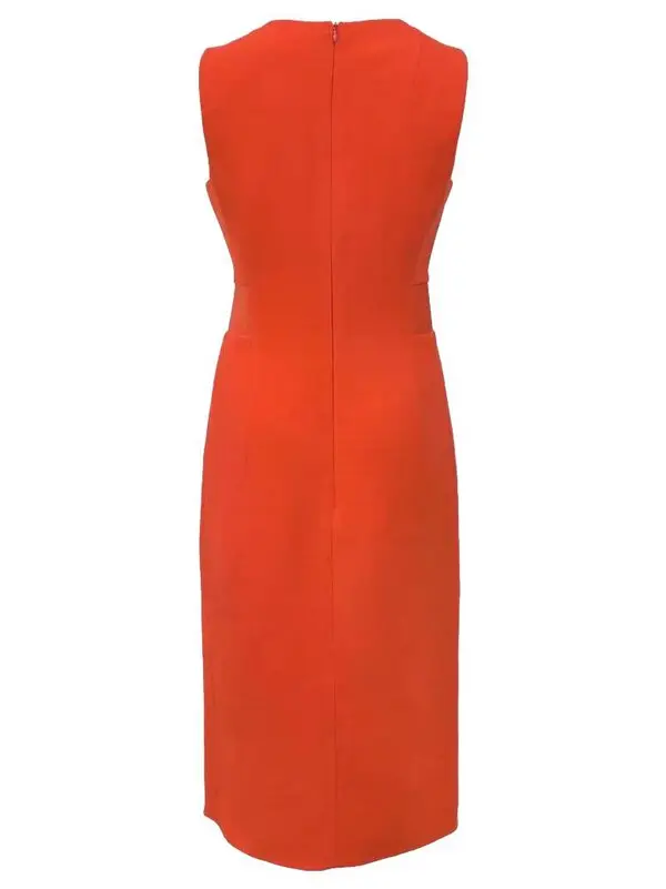 Akris Wool Sleeveless Sheer Waist Panel Slit Dress - Orange