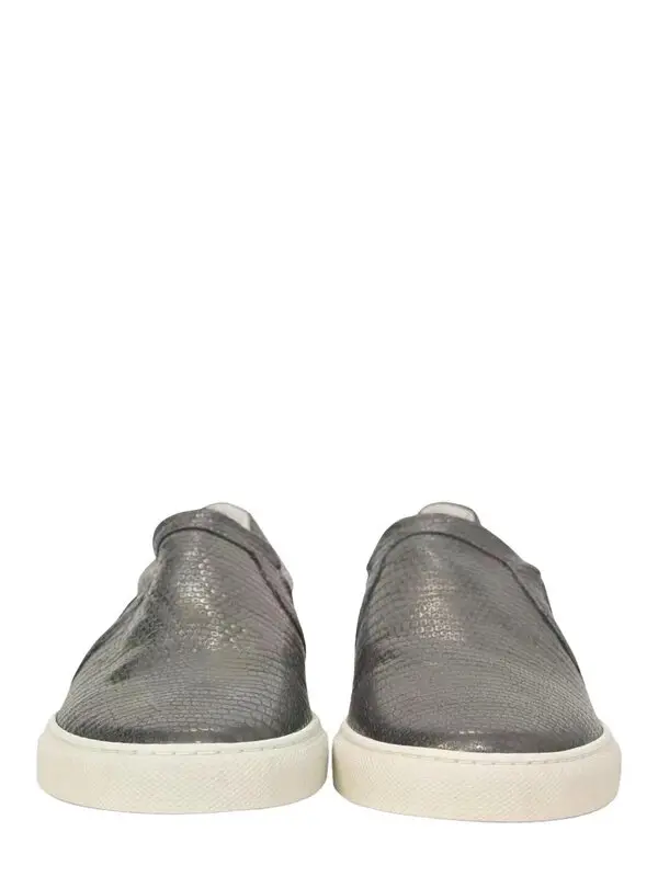 LANVIN Embossed Leather Slip-on Sneakers - Grey