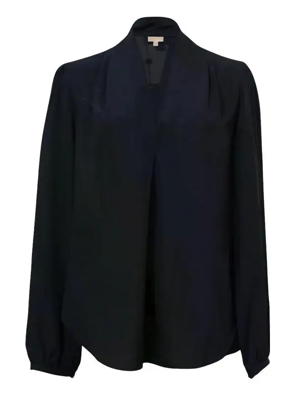 Michael Kors Pleated V-neck Blouse - Blue