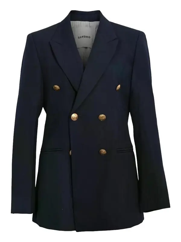 Sandro Double-breasted Blazer - Blue