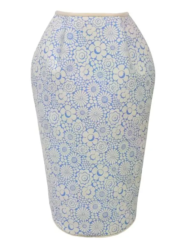 Thom Browne Floral Print Lantern Skirt - Neutrals