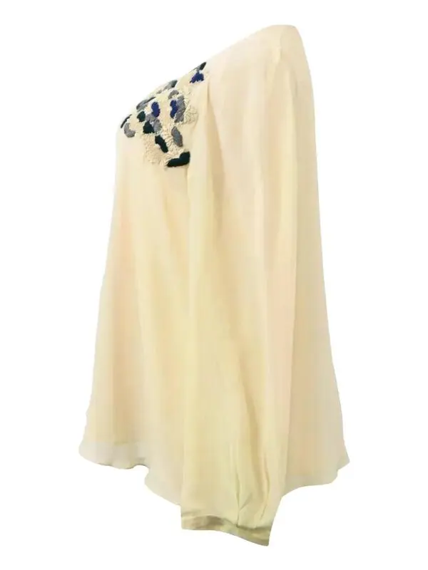 Vanessa Bruno Cream Silk Embroidered Long-sleeve Blouse - Neutrals