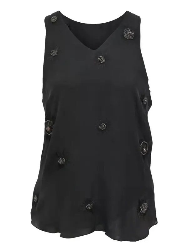 Adam Lippes Beaded Embroidered Sleeveless Top - Black