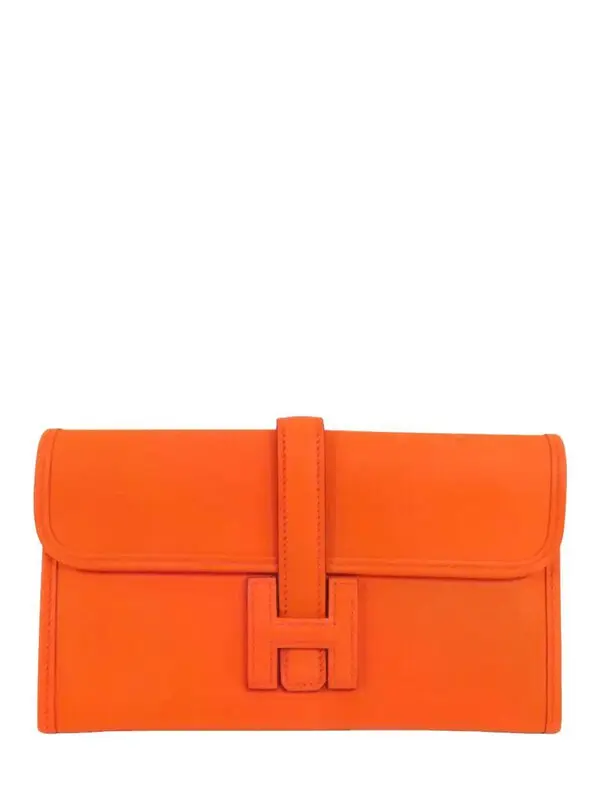 Hermès Jige Duo Leather Clutch Bag - Orange