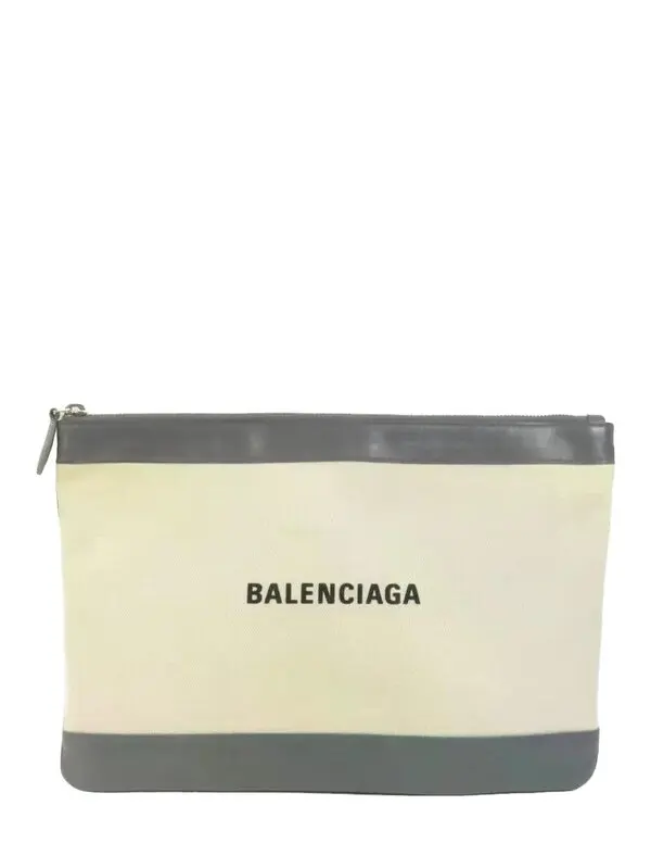 Balenciaga M Clip Canvas Clutch Bag - Neutrals
