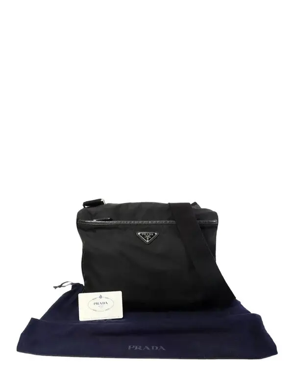 Prada Logo-plaque Shoulder Bag - Black