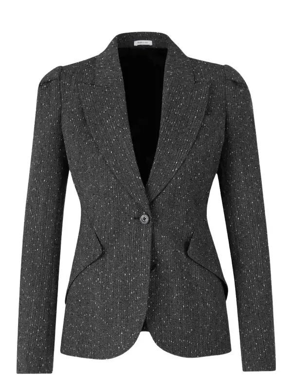 Alexander McQueen Speckled Knit Single-breasted Blazer - Grey
