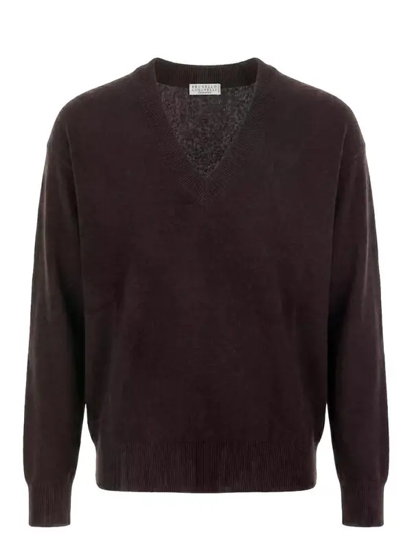 Brunello Cucinelli V-neck Cashmere Sweater - Brown