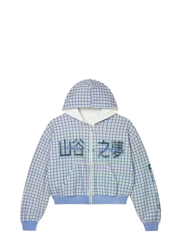 VALE FOREVER Check-print Zip-up Hoodie - Blue