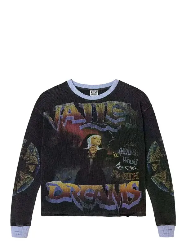 VALE FOREVER Wrath Of Faith" Thermal Waffle-knit Sweater - Black
